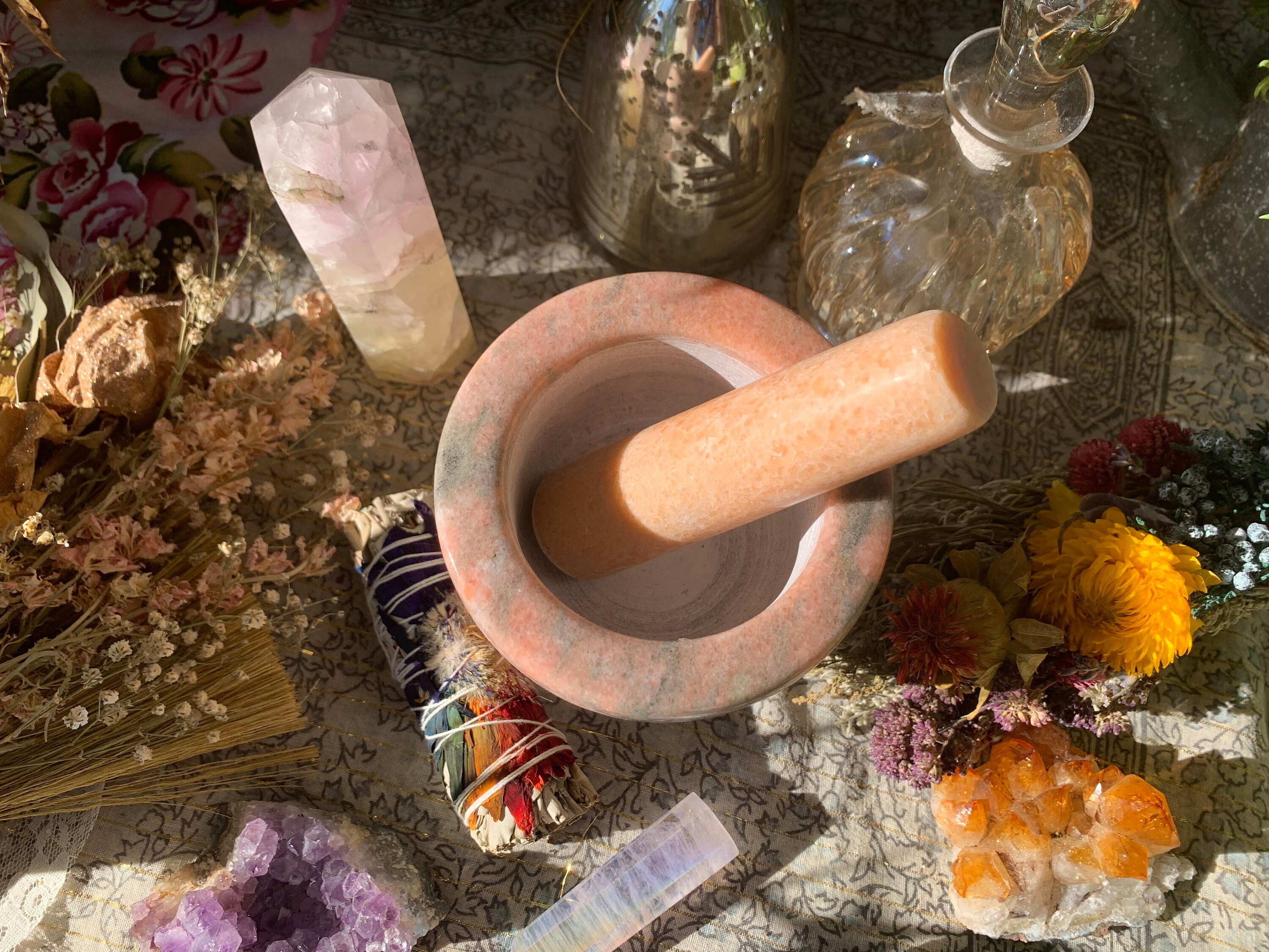 Sunset Jade Mortar & Pestle W/ Lavender - Etsy