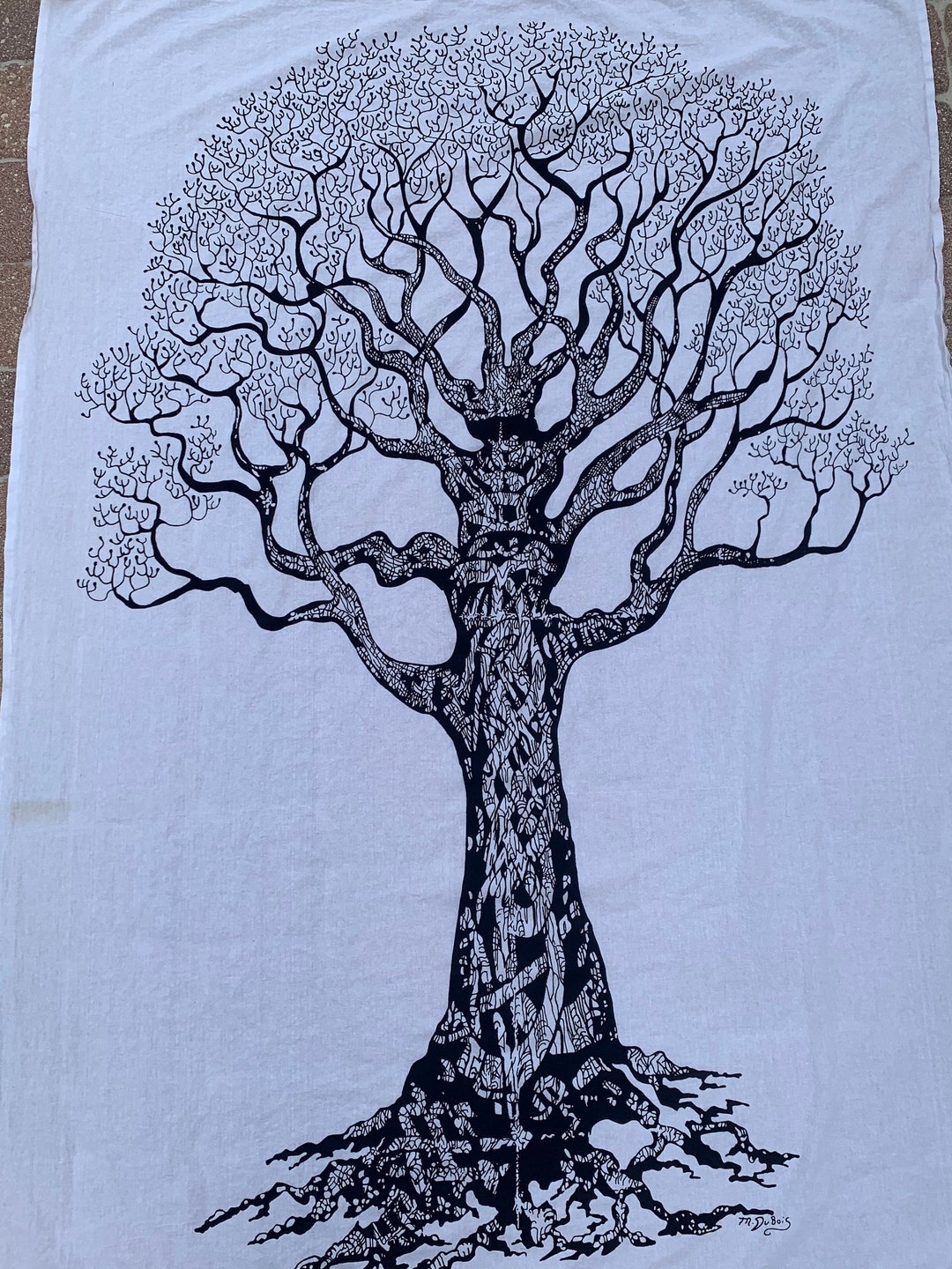 Black and White Tree of Life Tapestry - Etsy