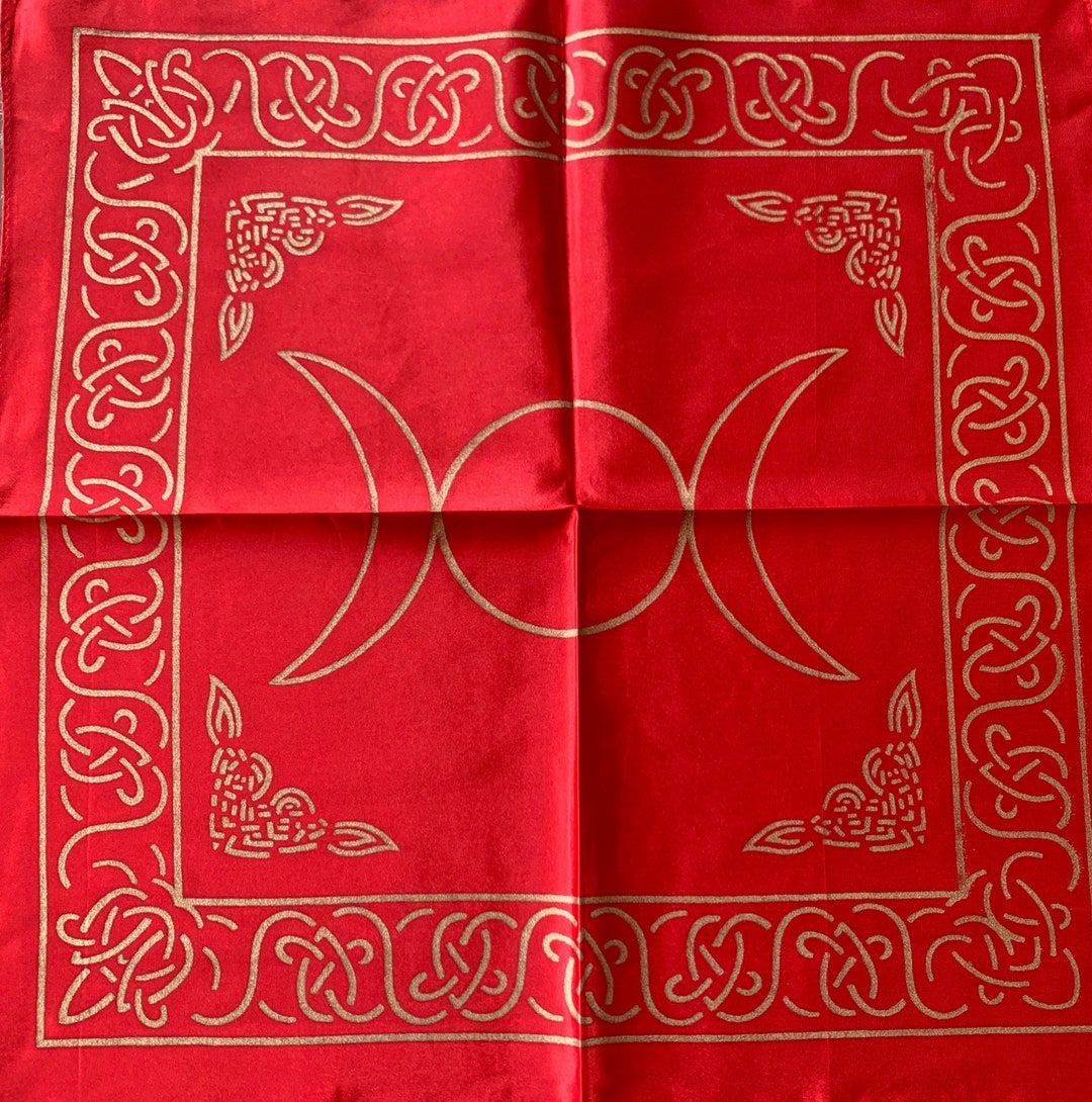 Red Satin Triple Moon Altar Cloth - Etsy