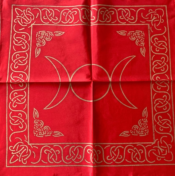 Red Satin Triple Moon Altar Cloth - Etsy