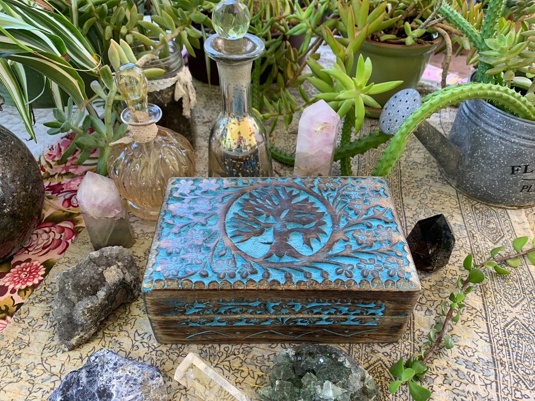 Tree of Life Carved Wooden Box Kit W/ Rose Petals - Etsy