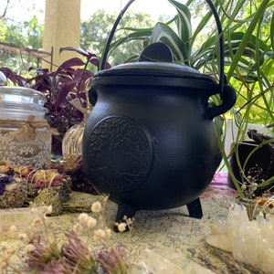 Large Tree of Life Cast Iron Cauldron W/three Herbs Kit - Etsy