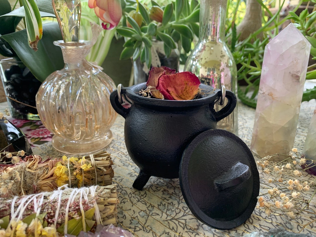 Mini Plain Cast Iron Cauldron W/lid - Etsy