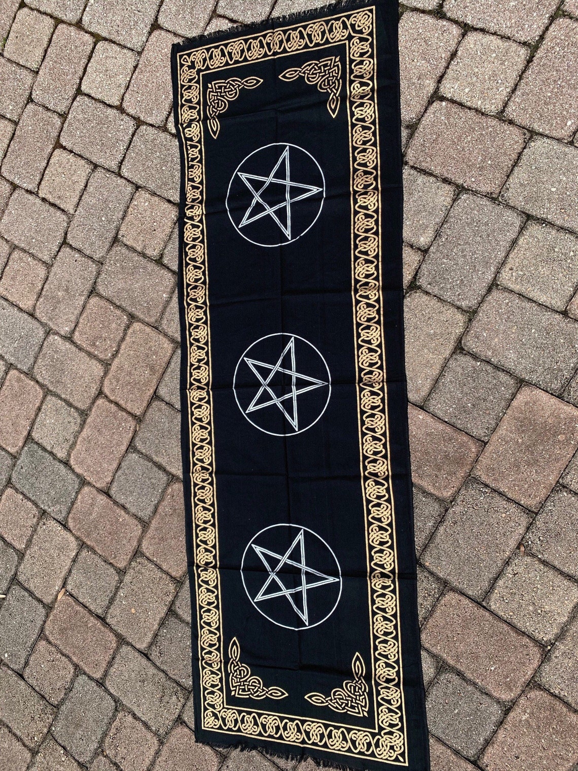 Triple Pentacle Altar Cloth Long 72x21 | Etsy