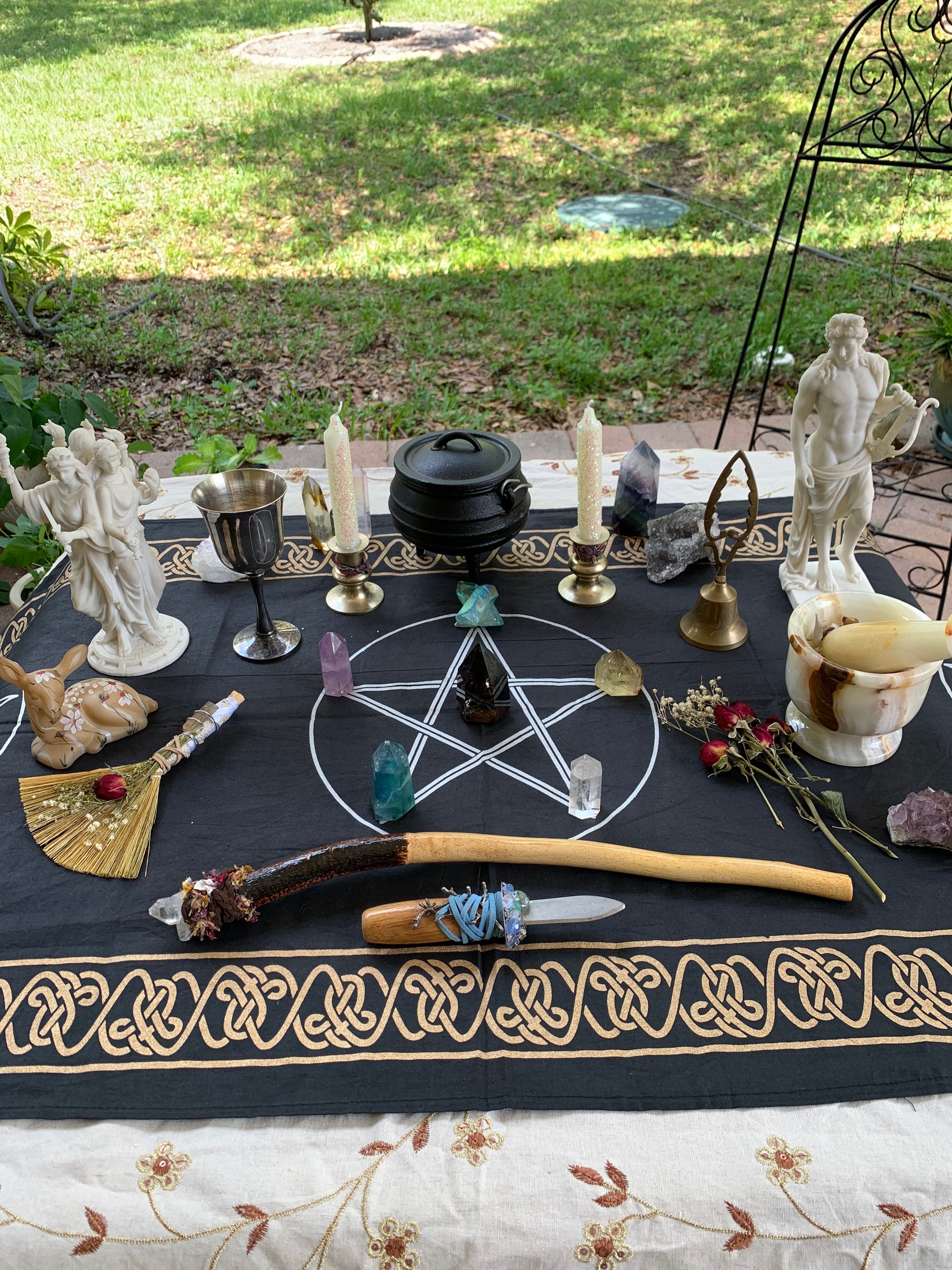Triple Pentacle Altar Cloth Long 72x21 | Etsy