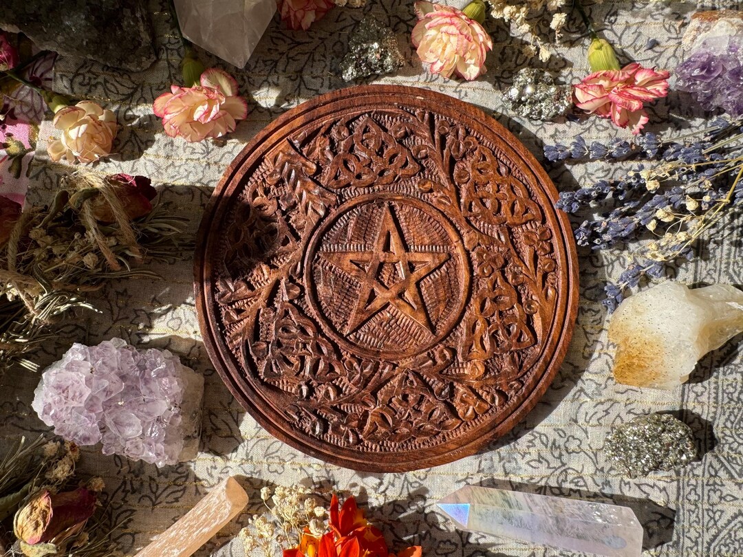 Carved Wood Pentacle Altar Tile 6 Inch - Etsy