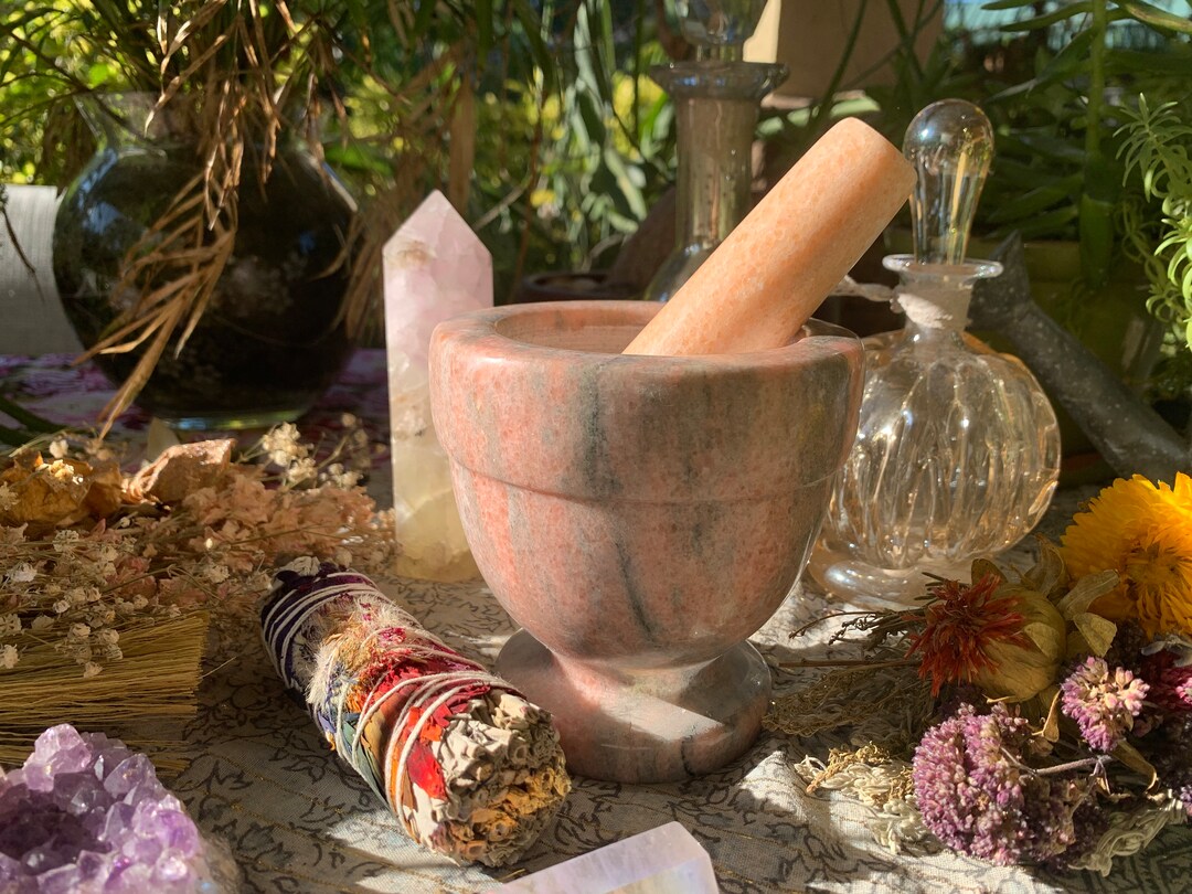 Sunset Jade Mortar & Pestle W/ Lavender - Etsy