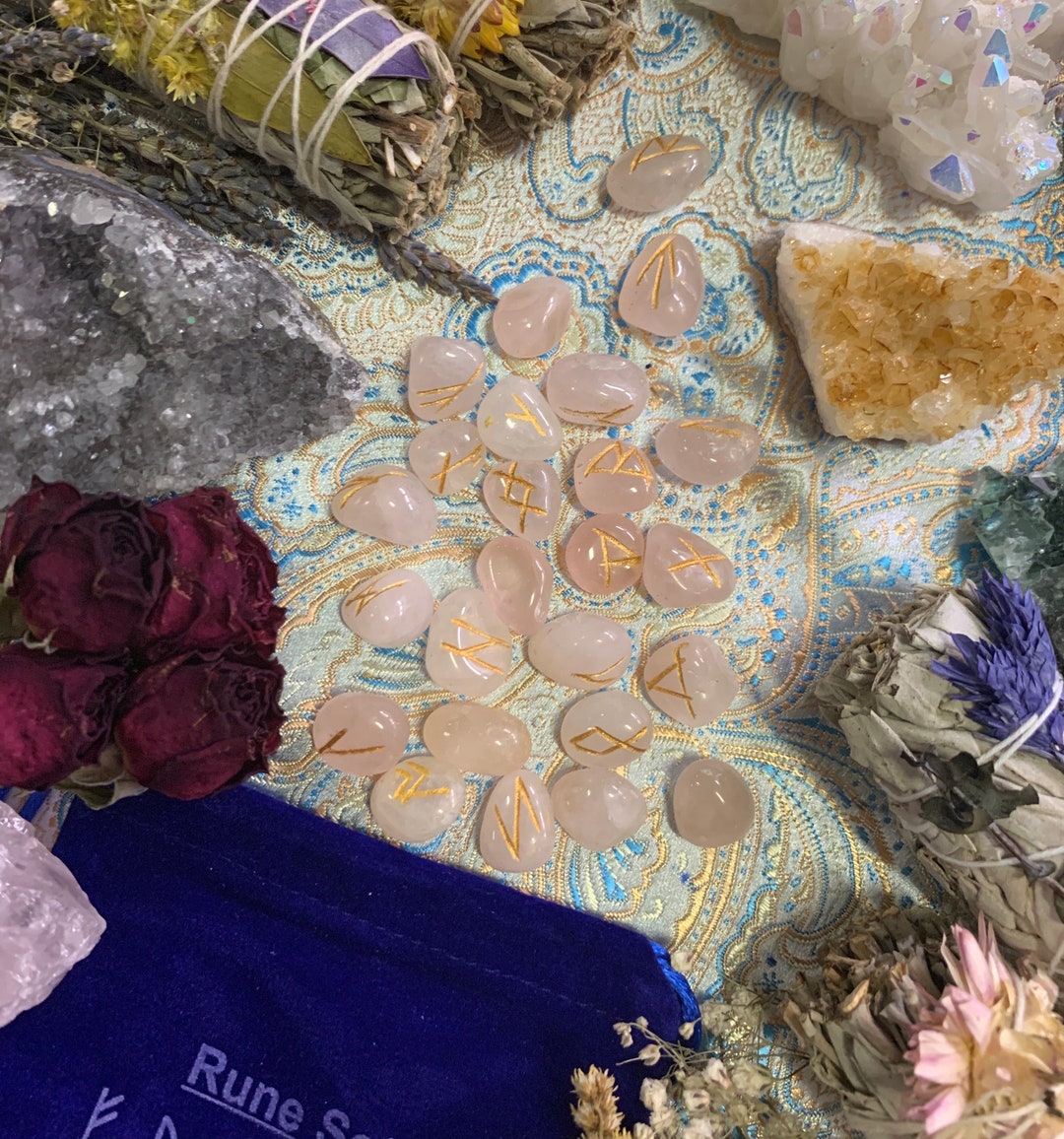 Rose Quartz Frisian Futhorc Rune Set - Etsy