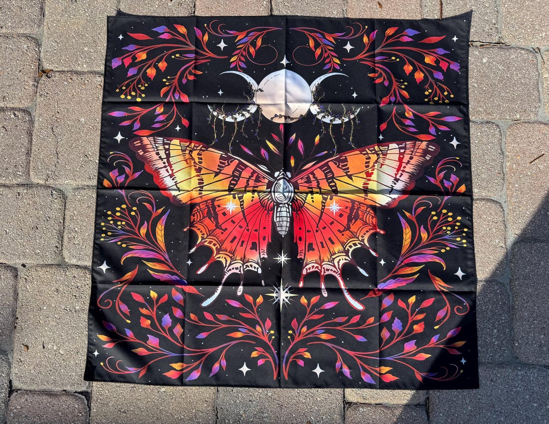 Orange Butterfly Triple Moon Altar Cloth - Etsy