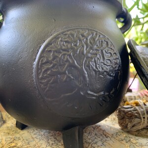 Large Tree of Life Cast Iron Cauldron W/three Herbs Kit - Etsy