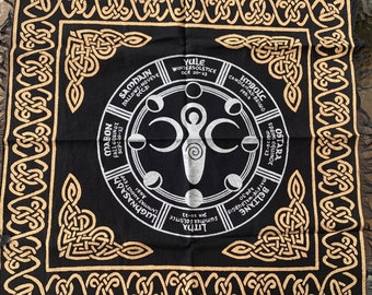 Wheel of the Year Pagan Altar Cloth Table Cloth Wall Hanging Wicca Scarf 100 Cm X 100 Travel ...