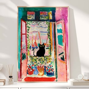 Henri Matisse Cat Print, Matisse Open Window Cat Poster, Black Cat Art ...