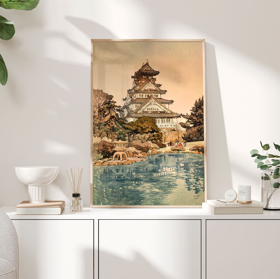 Osaka Castle 1935 Poster, Trees Poster, Yoshida Hiroshi Temple Lake ...