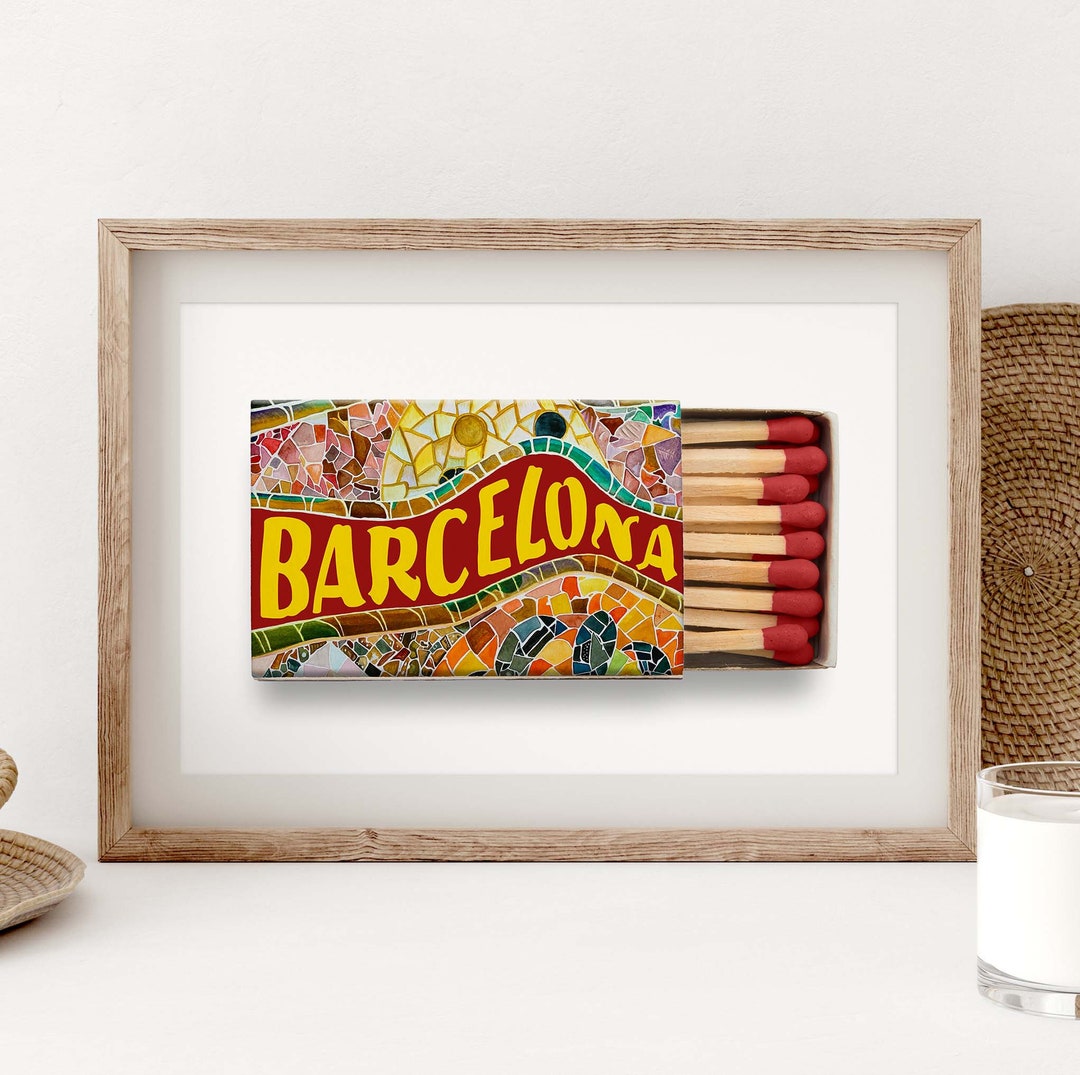 Barcelona Matchbox Poster, Spain Travel Wall Decor, Elegant Wall Art ...