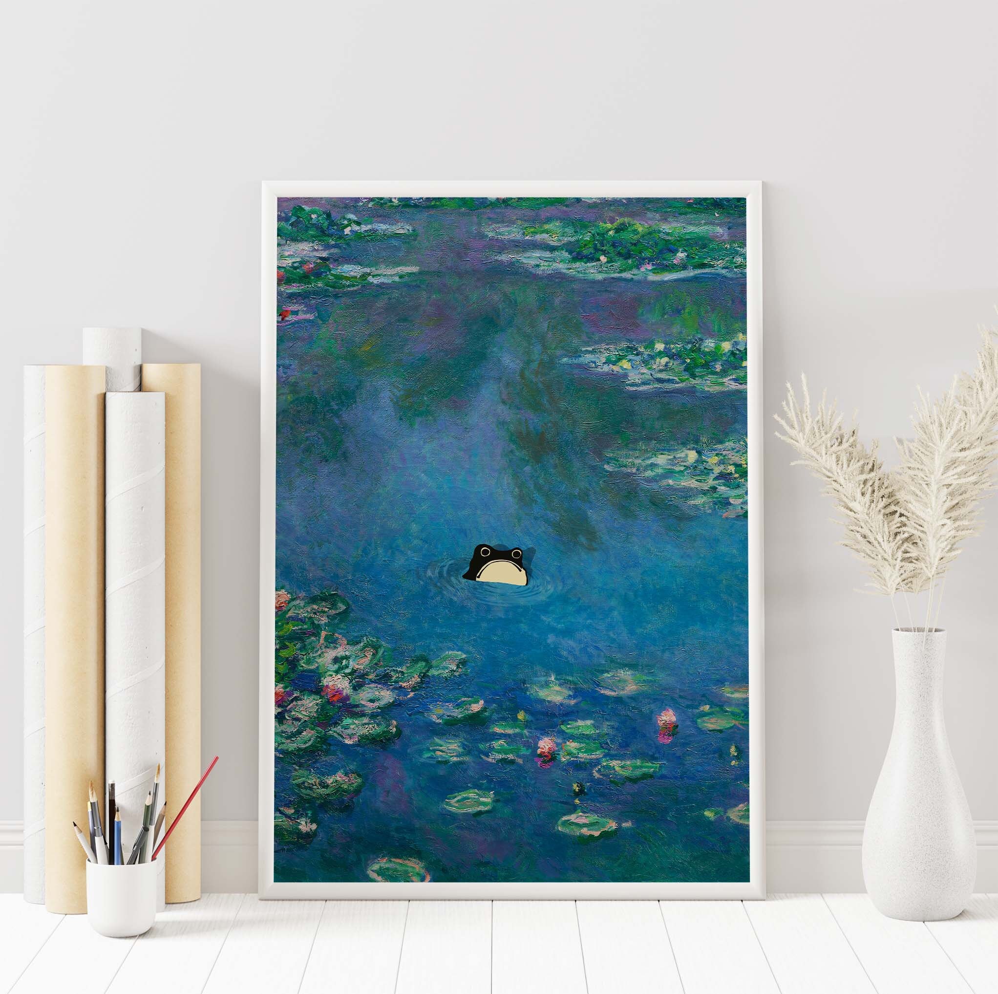 Unimpressed Frog Monet Waterlily Frog Print Claude Monet - Etsy