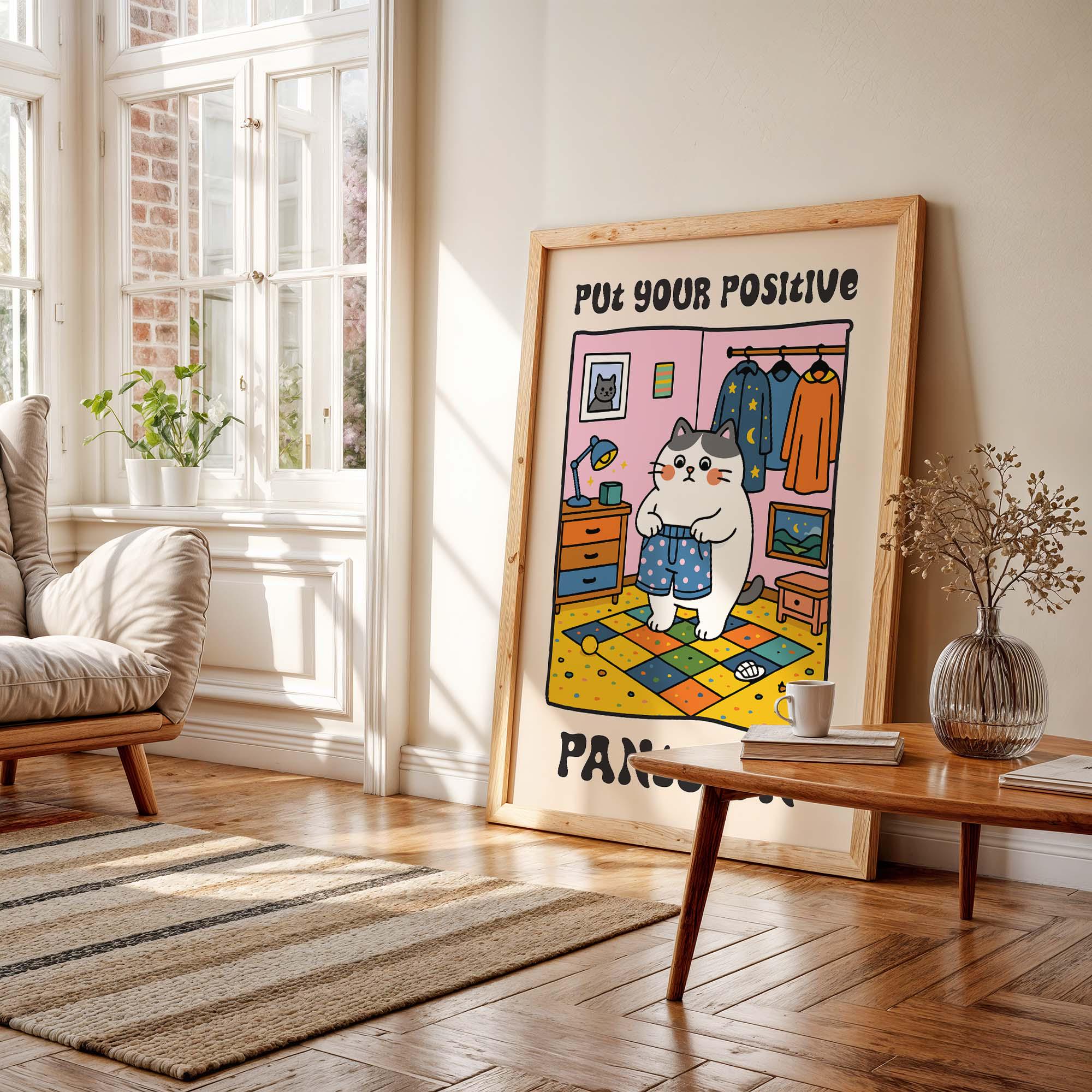 Positive Cat Poster Gift, Cute Cat Wall Art, Motivational Cat Print ...