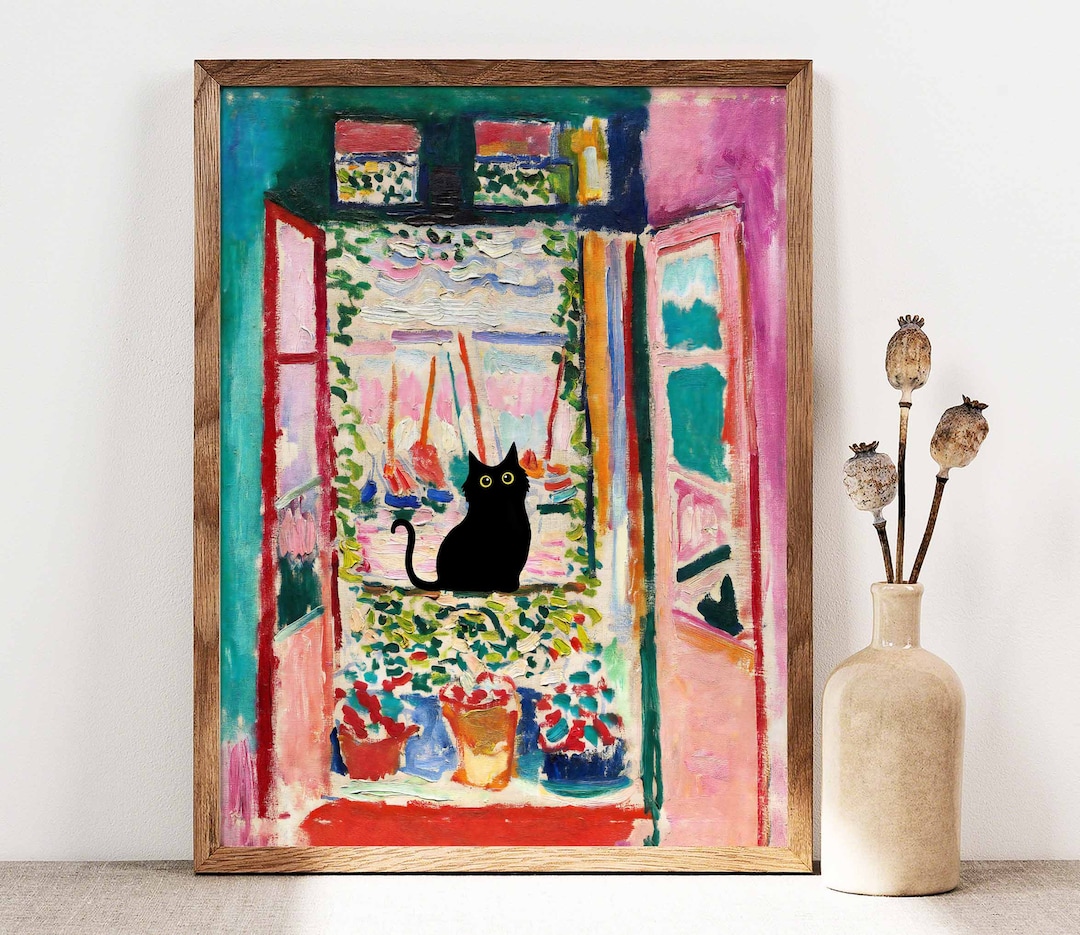 Henri Matisse Cat Print, Matisse Open Window Cat Poster, Black Cat Art ...