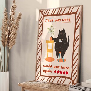 Kitchen Decor, Black Cat Print, Chef Was Cute Print, Kitchen Decor ...