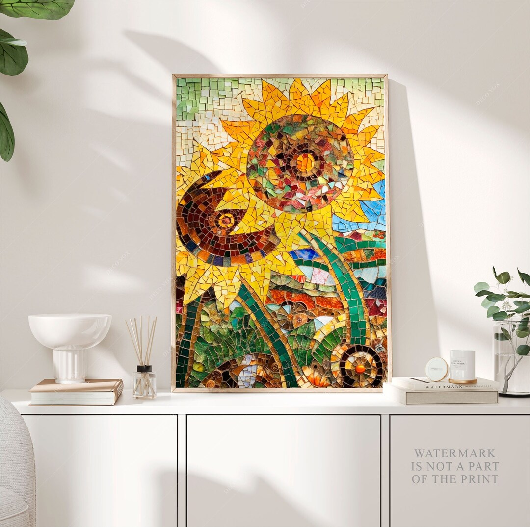 Antoni Gaudi Mosaic Poster Sunflowers Print Flowers Abstract - Etsy
