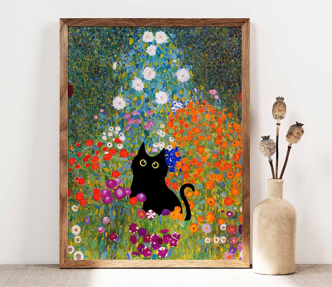 Gustav Klimt Garten Katze Poster Klimt Blumen Katze Poster - Etsy.de