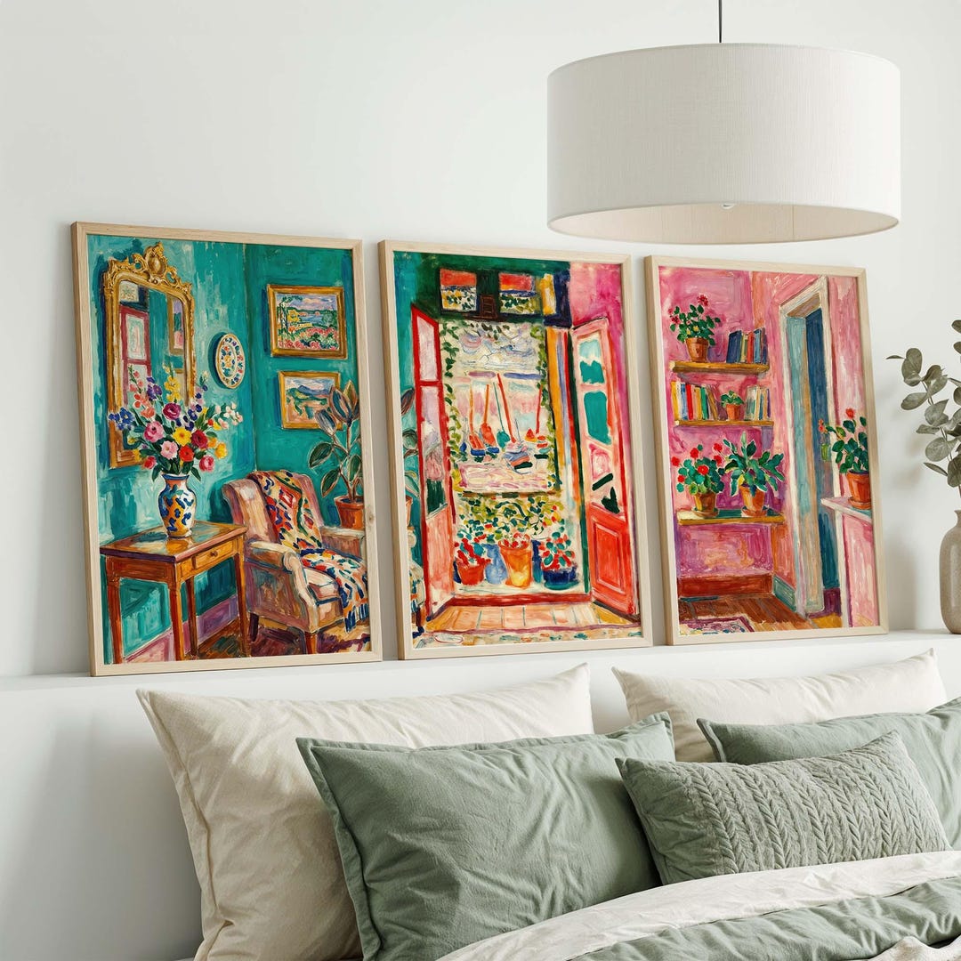 Matisse Open Window Print Set – Colorful Interior Triptych, Maximalist ...