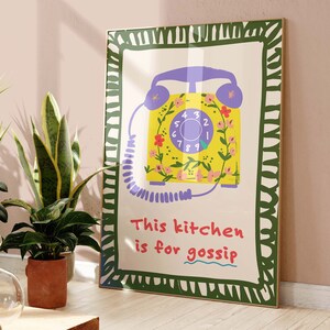 Gossip Poster, Retro Kitchen Phone Print, Wall Art, Cute Phone Art ...