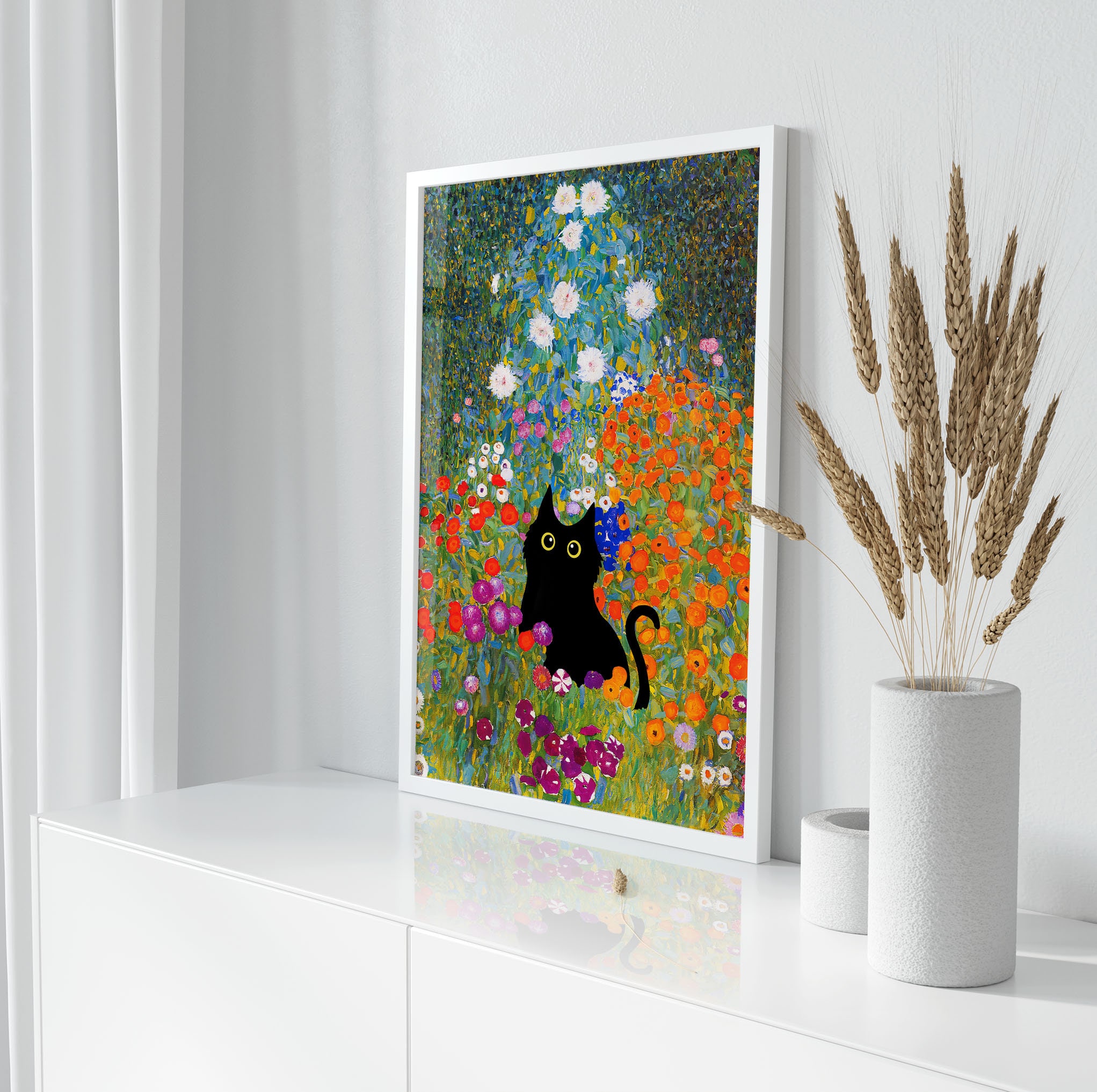 Gustav Klimt Garten Katze Poster Klimt Blumen Katze Poster - Etsy.de