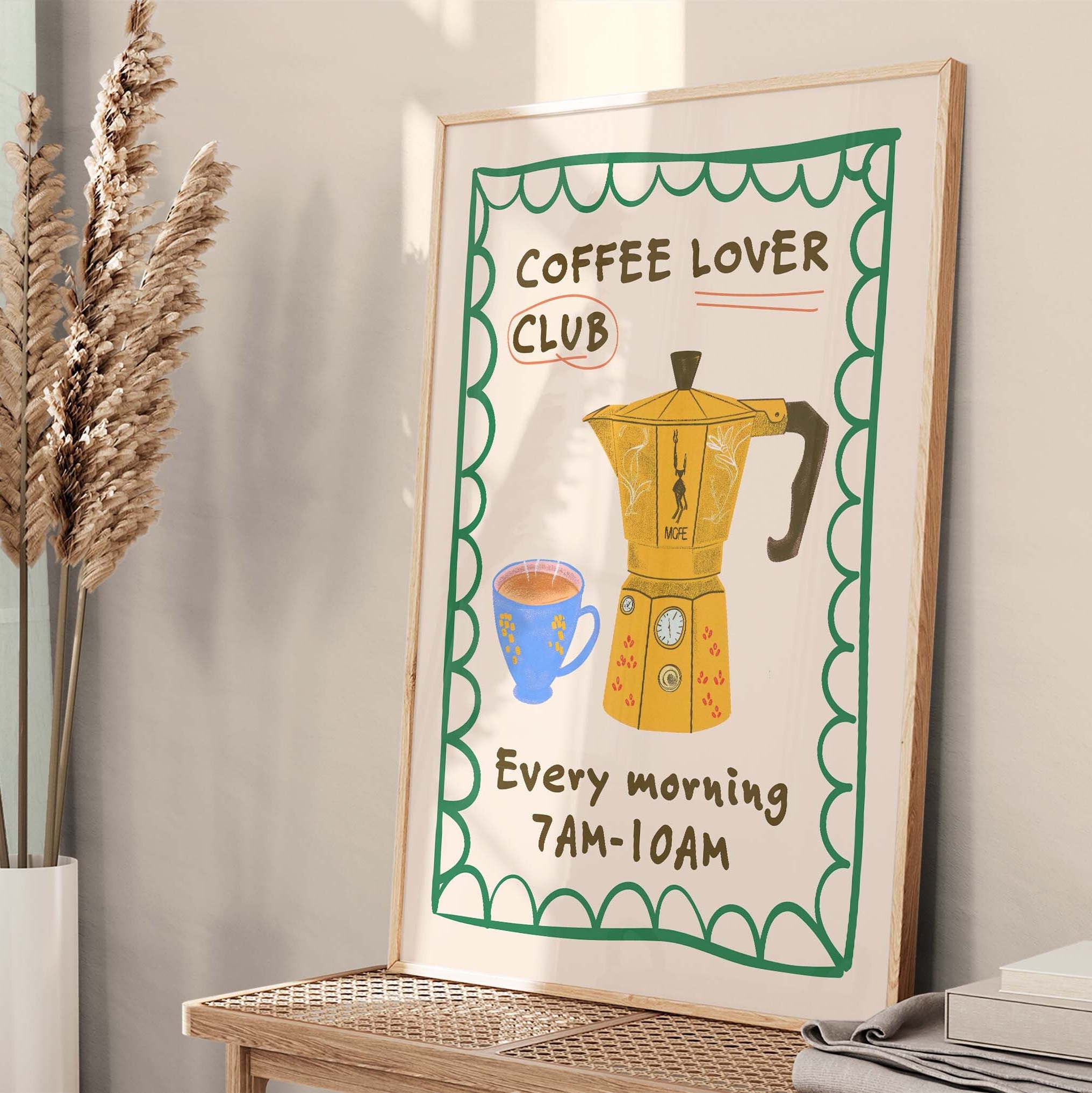 Coffee Lover Club Print, Breakfast Poster, Moka Pot Espresso Print ...