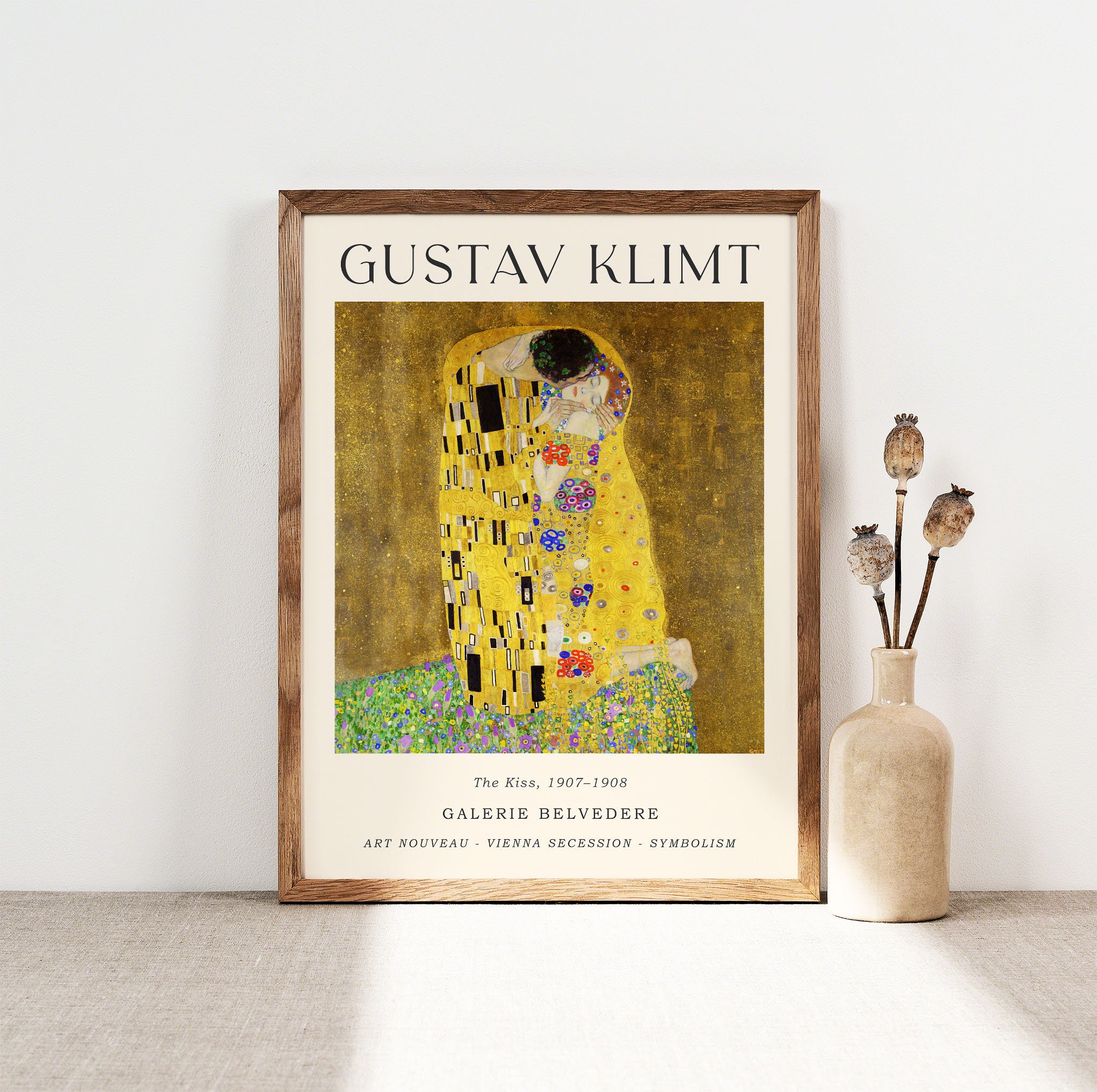 Gustav Klimt the Kiss Poster Vintage Exhibition Poster Art - Etsy