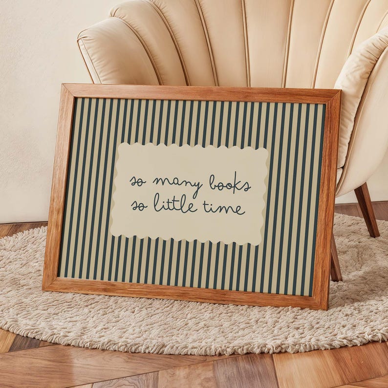 Book Lover Print, so Many Books Quote, Stripe Reading Nook Decor - Etsy