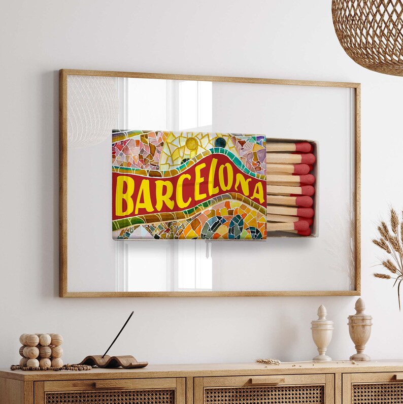 Barcelona Matchbox Poster, Spain Travel Wall Decor, Elegant Wall Art ...