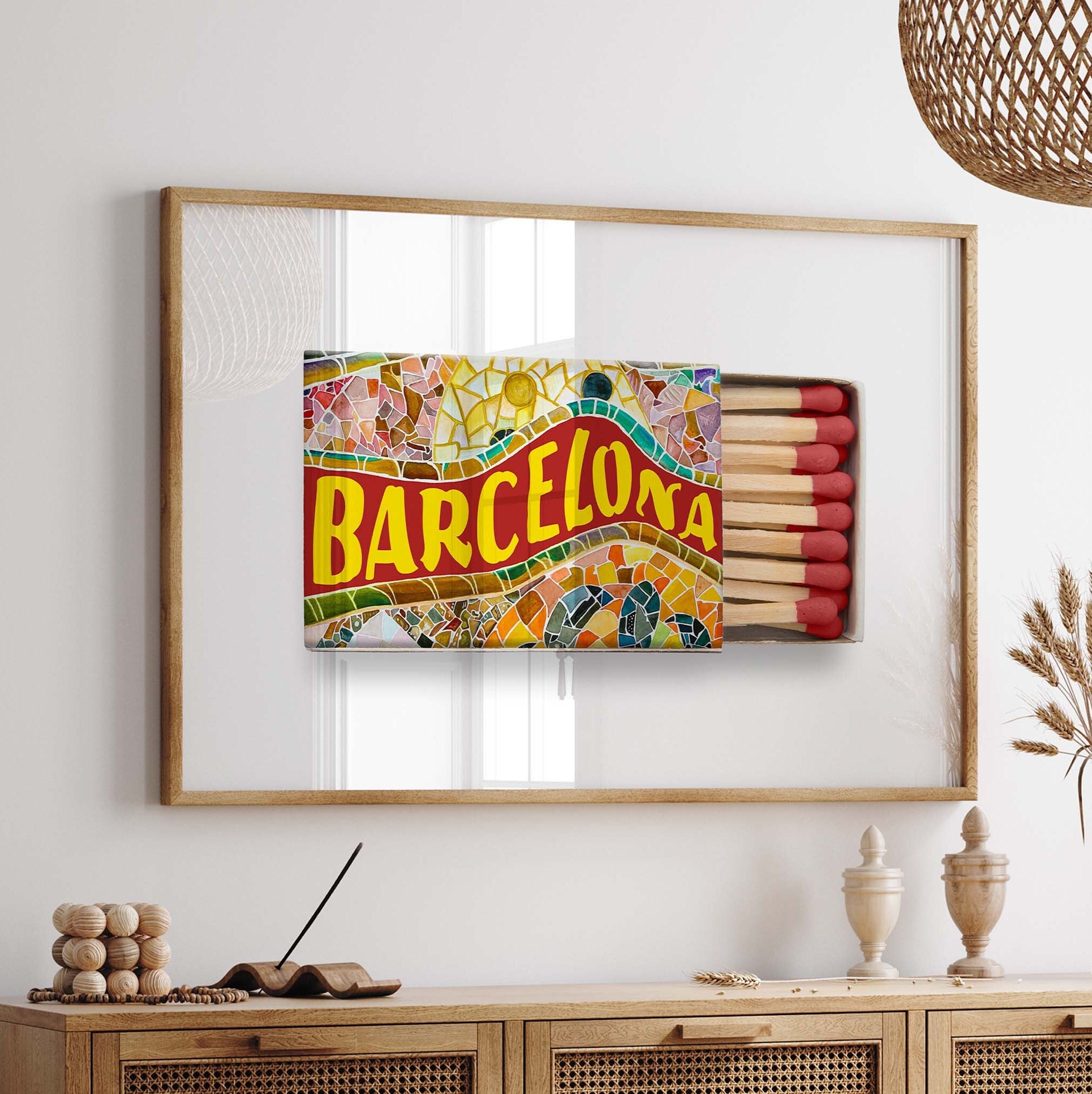 Barcelona Matchbox Poster, Spain Travel Wall Decor, Elegant Wall Art ...