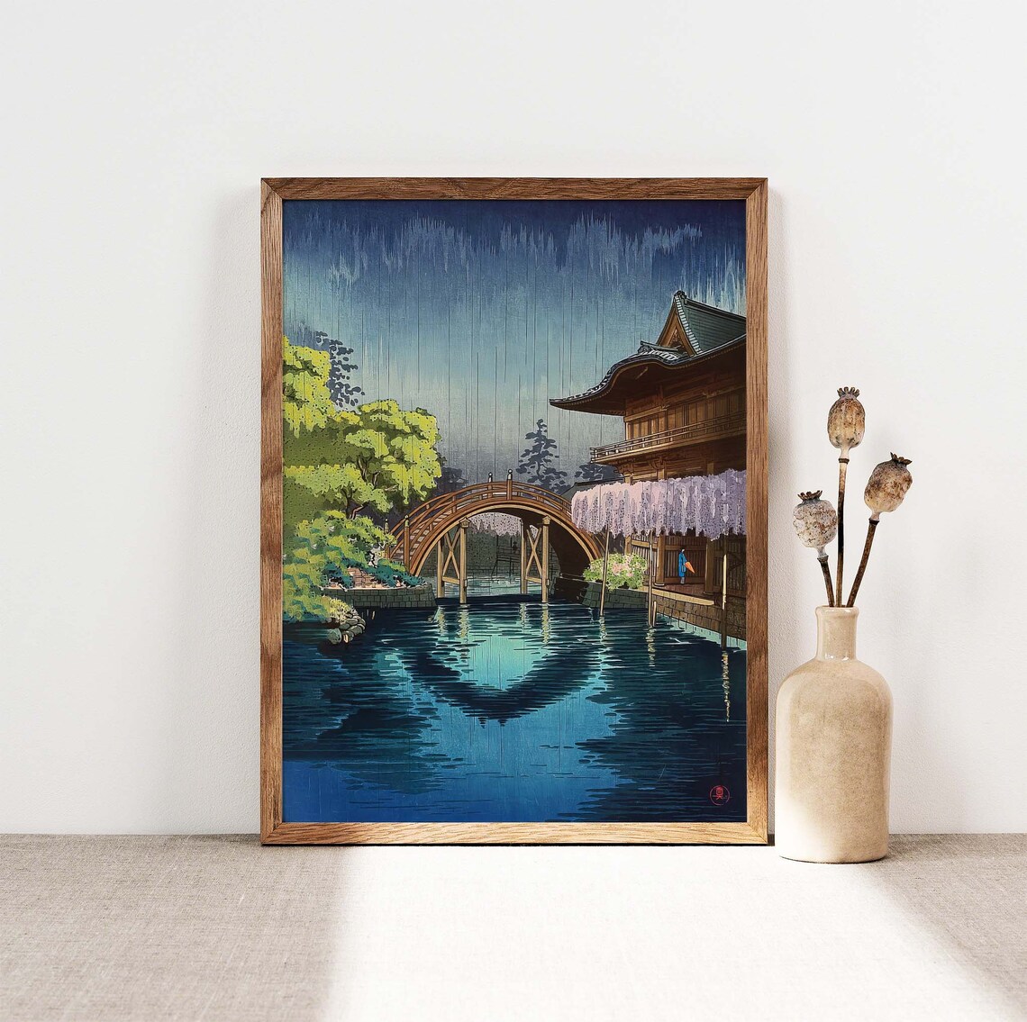 Wisteria and Half Moon Bridge at Kameido 1933 Poster Tsuchiya - Etsy