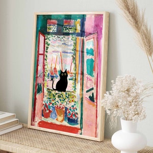 Henri Matisse Cat Print, Matisse Open Window Cat Poster, Black Cat Art ...