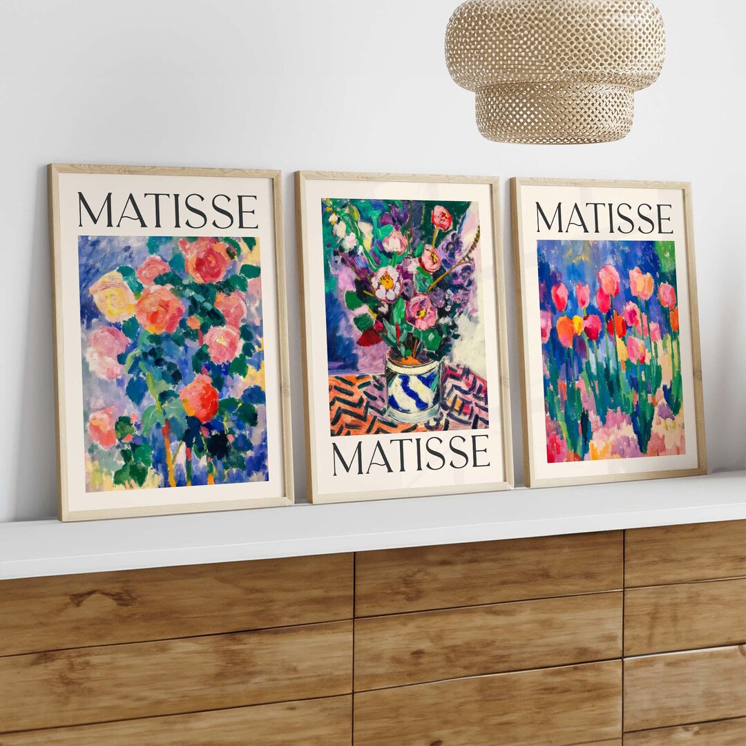 Matisse Set of 3 Posters, Botanical Gallery Wall Art, Tulips and Roses ...