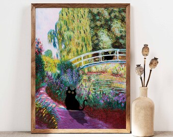 Monet Waterlily Cat Print Claude Monet Cat Poster Cat Art - Etsy