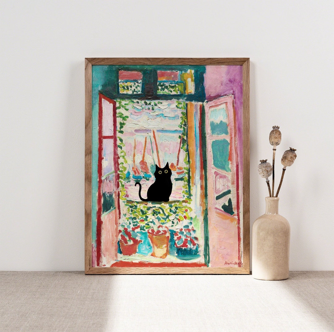 Henri Matisse Cat Print Matisse Open Window Cat Poster Black - Etsy