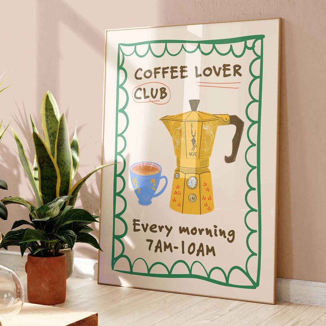 Coffee Lover Club Print, Breakfast Poster, Moka Pot Espresso Print ...