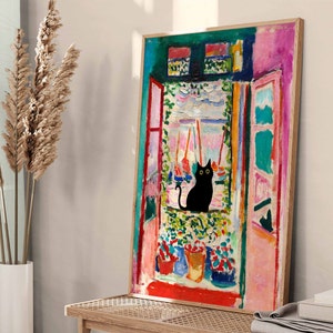 Henri Matisse Cat Print, Matisse Open Window Cat Poster, Black Cat Art ...