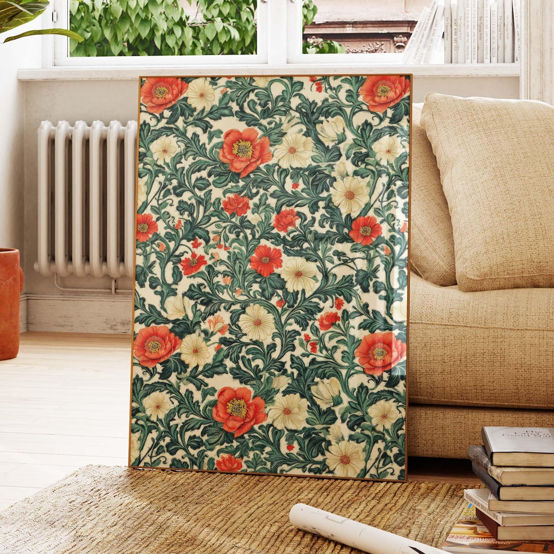 William Morris Flowers Pattern Poster, Poppies Floral Morris Art, Wall ...