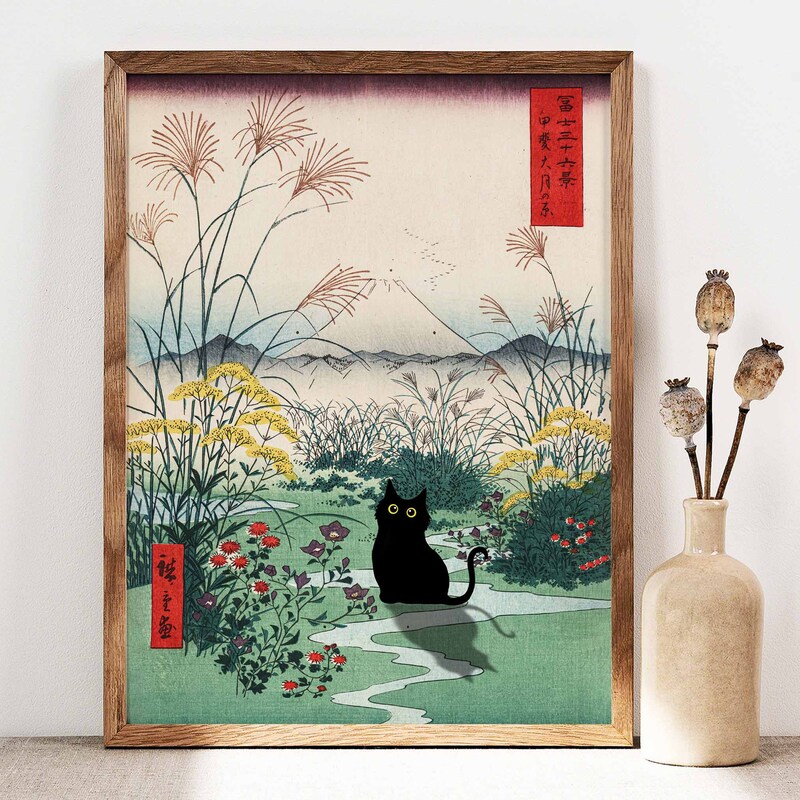 Japanese Cat Art Print - Etsy UK