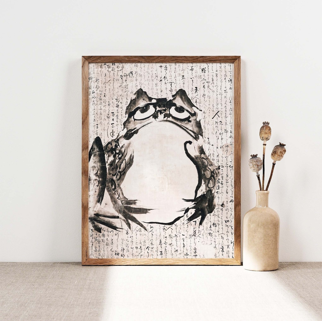 Unimpressed Frog, Japanese Frog Poster, Getsuju Frog, Frog Print ...