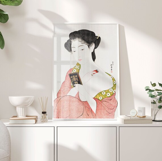 Vintage Japanese Poster With Female Illustration Art Print - Etsy