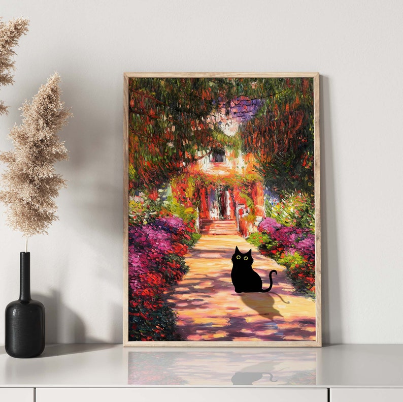 Monet Garden Cat Print Claude Monet Flowers Cat Poster Cat - Etsy Australia