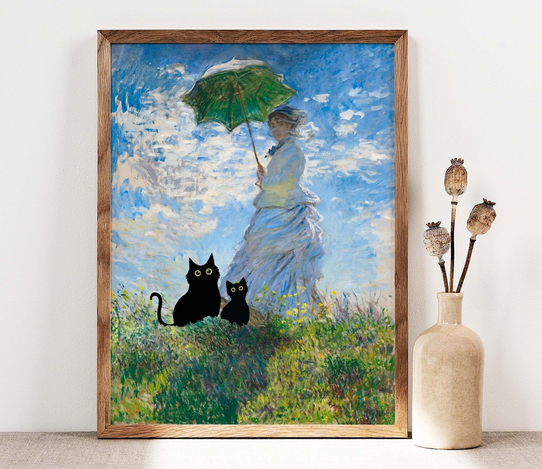 Schwarze Katze Kunst, Monet Katze Poster, Zwei schwarze Katzen Poster ...