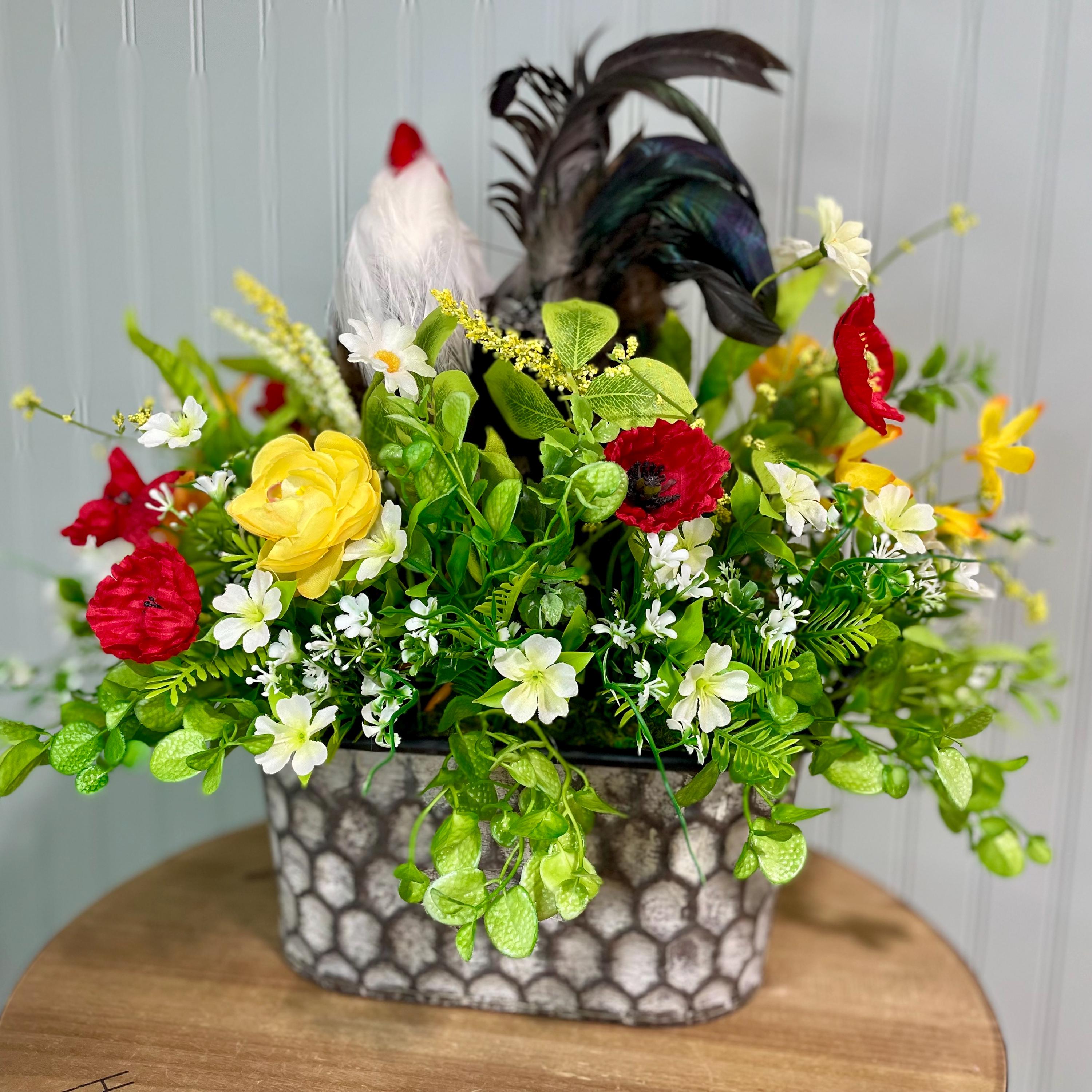 Unique Farmhouse Rooster Chicken Centerpiece - Rustic Farmhouse Kitchen ...