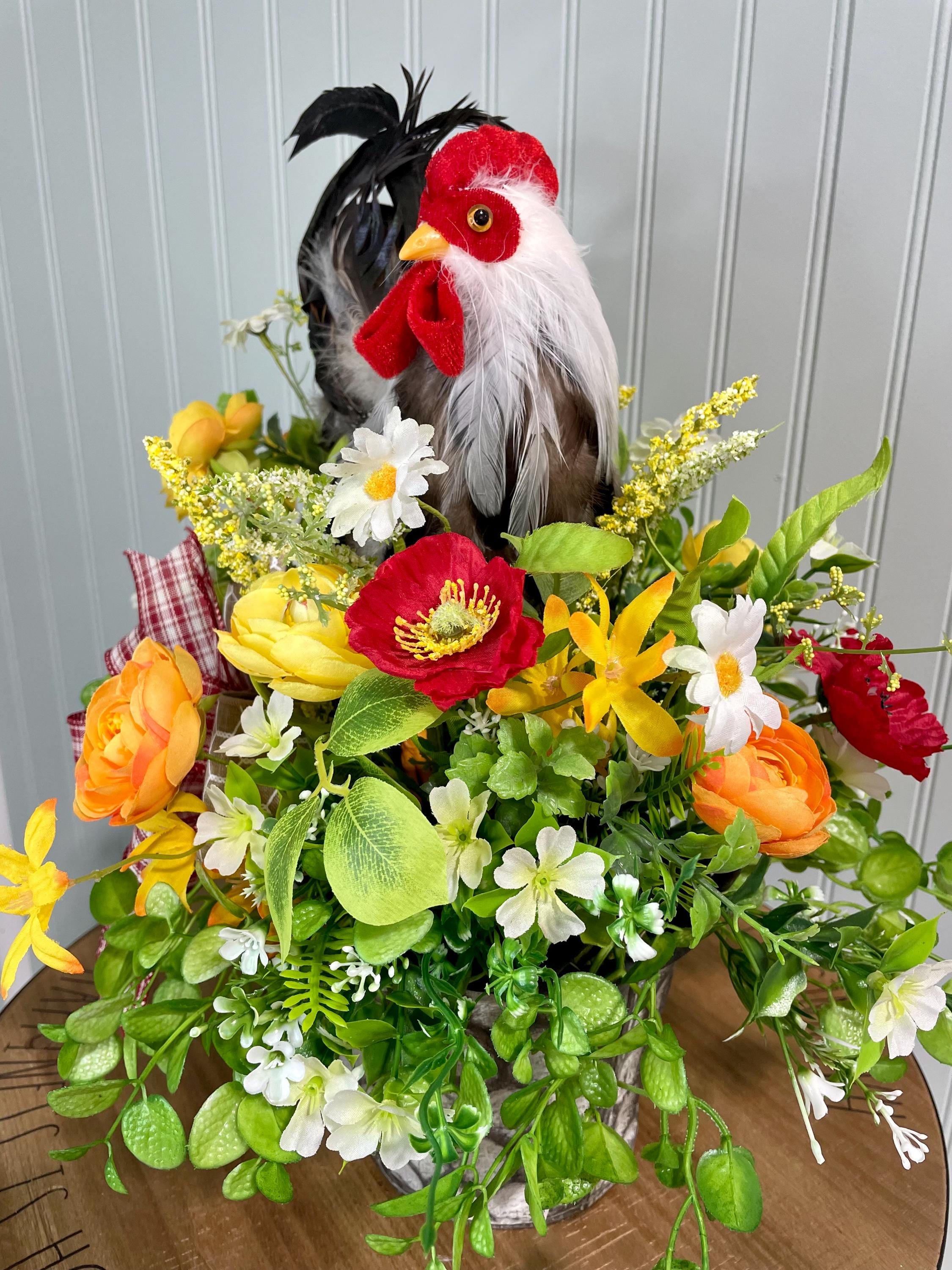 Unique Farmhouse Rooster Chicken Centerpiece - Rustic Farmhouse Kitchen ...