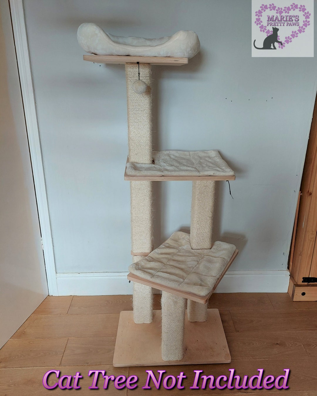 IVORY CREAM Soft Cuddle Fleece 3 Piece Cat Tree Bed Replacement Set to ...