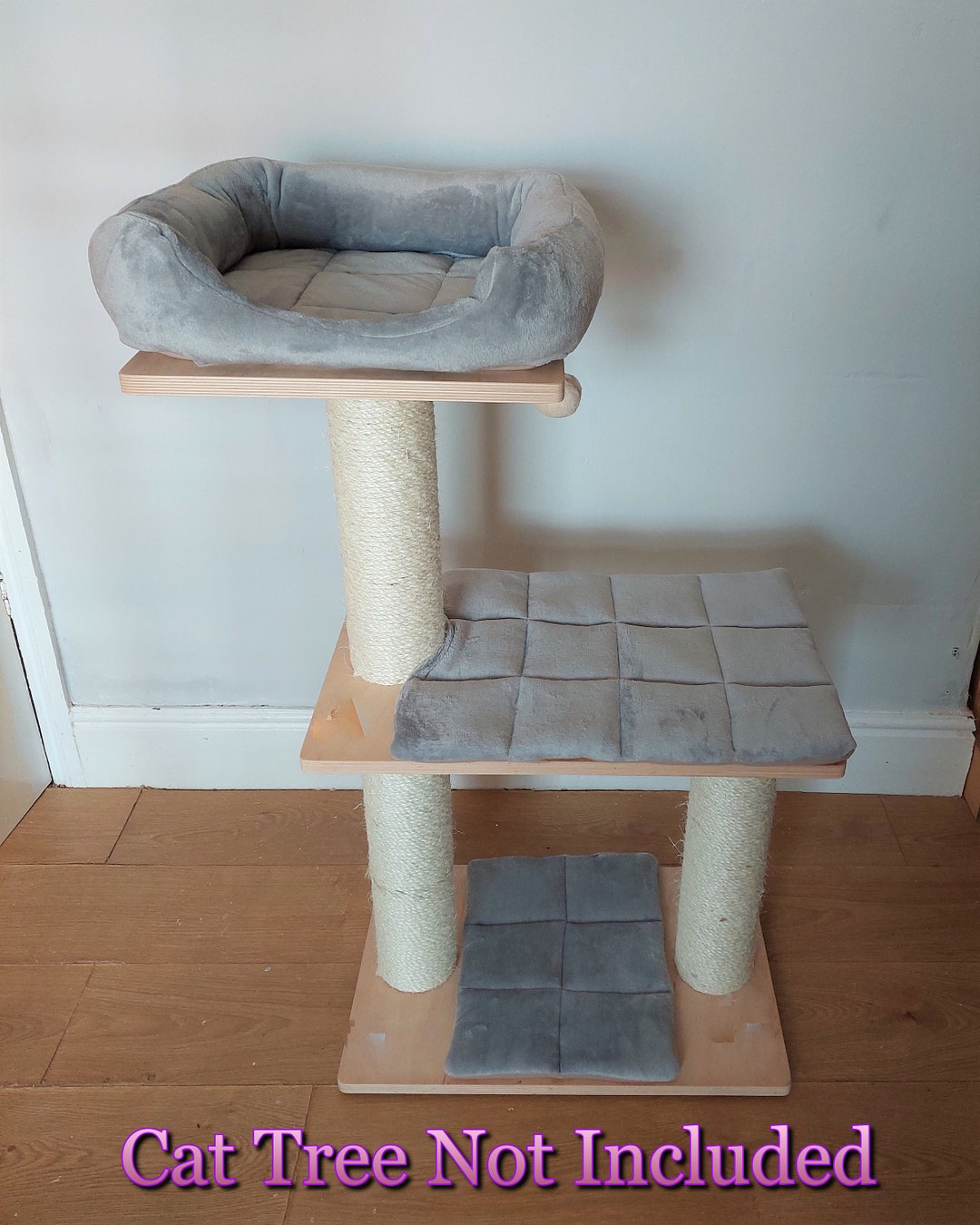 SILVER GREY Cuddle Fleece 3pc Cat Tree Bed Replacement Set to Fit in ...