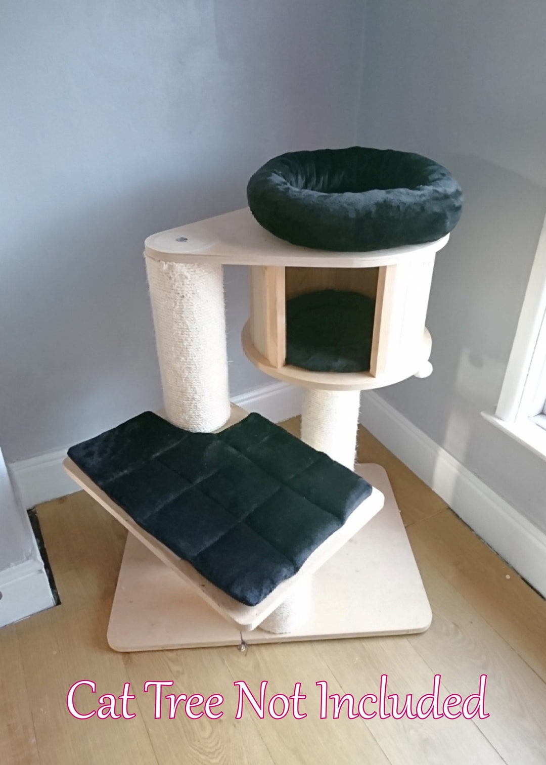 BLACK Cuddle Fleece 3pc Cat Tree Bed Replacement Set to Fit in for ...